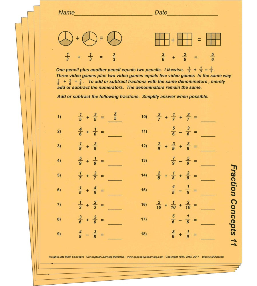 Fraction Concepts – Conceptual Learning Materials