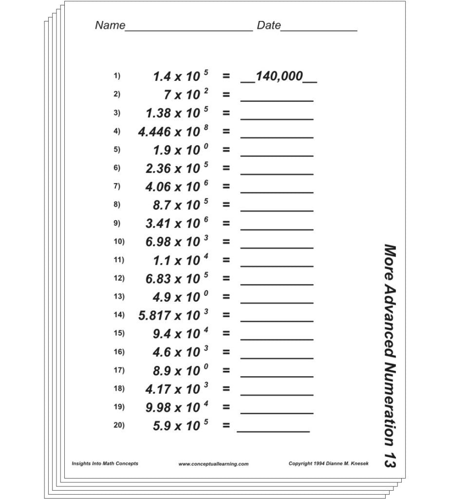 More Advanced Numeration Worksheets – Conceptual Learning Materials