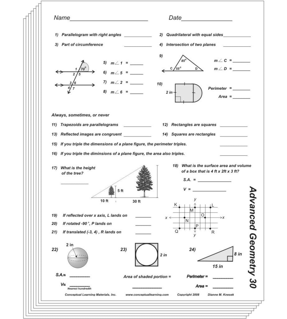 Geometry Worksheets High School