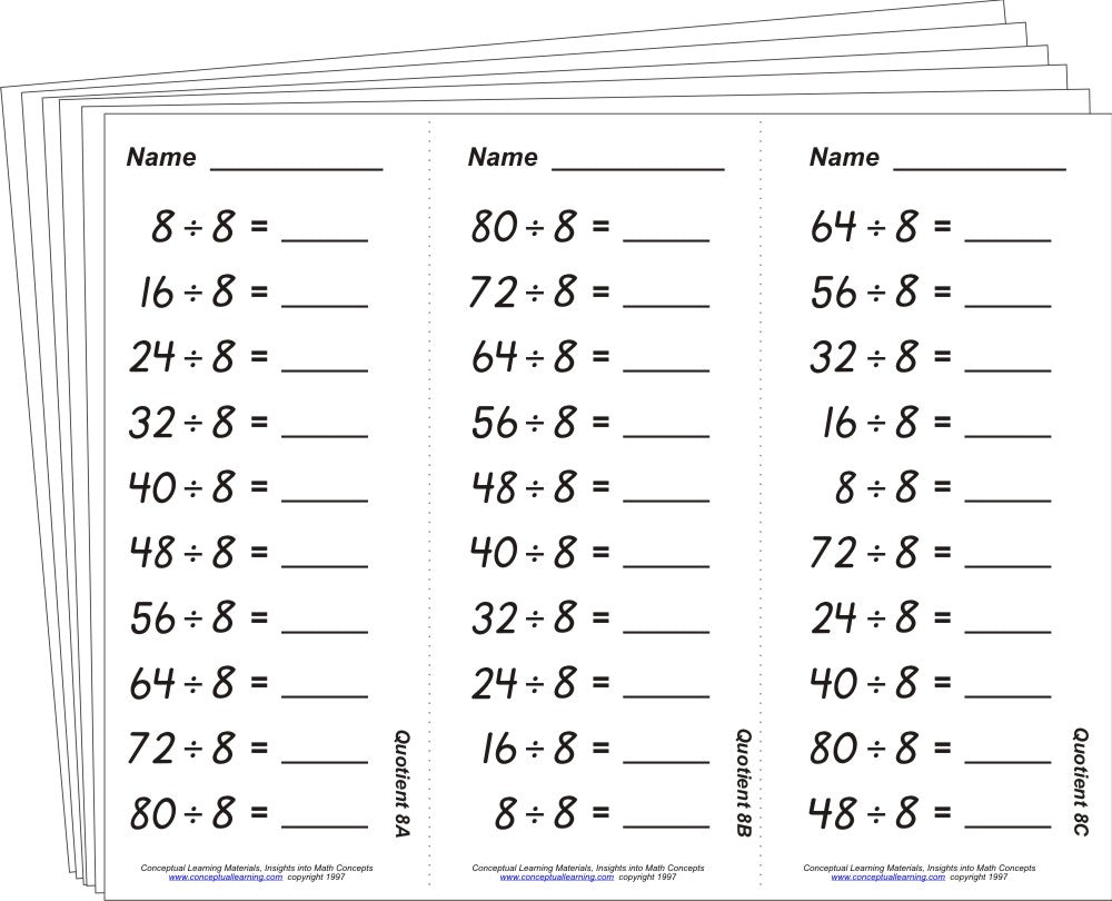 Division Fact Problems – Conceptual Learning Materials