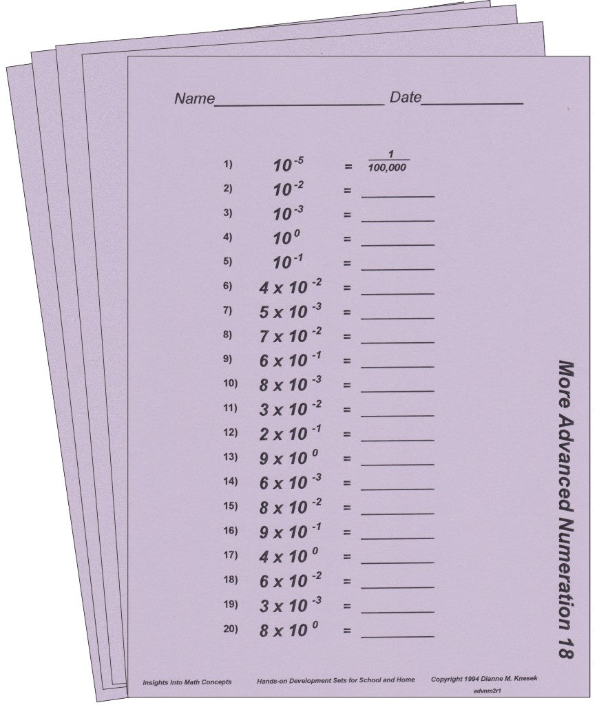 More Advanced Numeration Conceptual Learning Materials